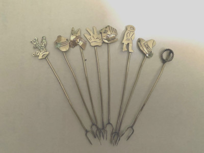 Vintage Mexican Alpaca Cocktail Appetizer Mini Skewers Set Of 8 | eBay
