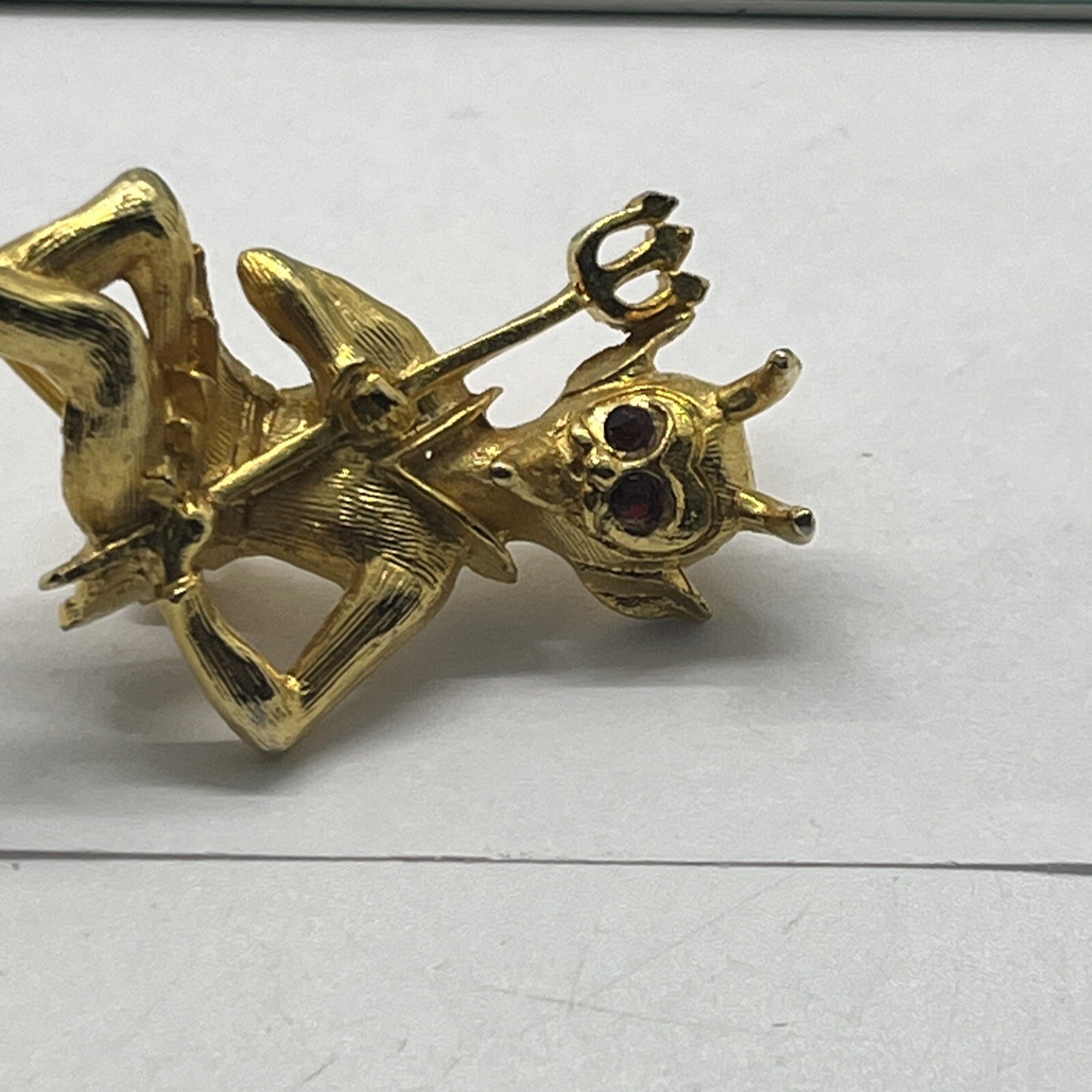 Vintage Ultra Devil Pitchfork Red Eyes Pin - Gem