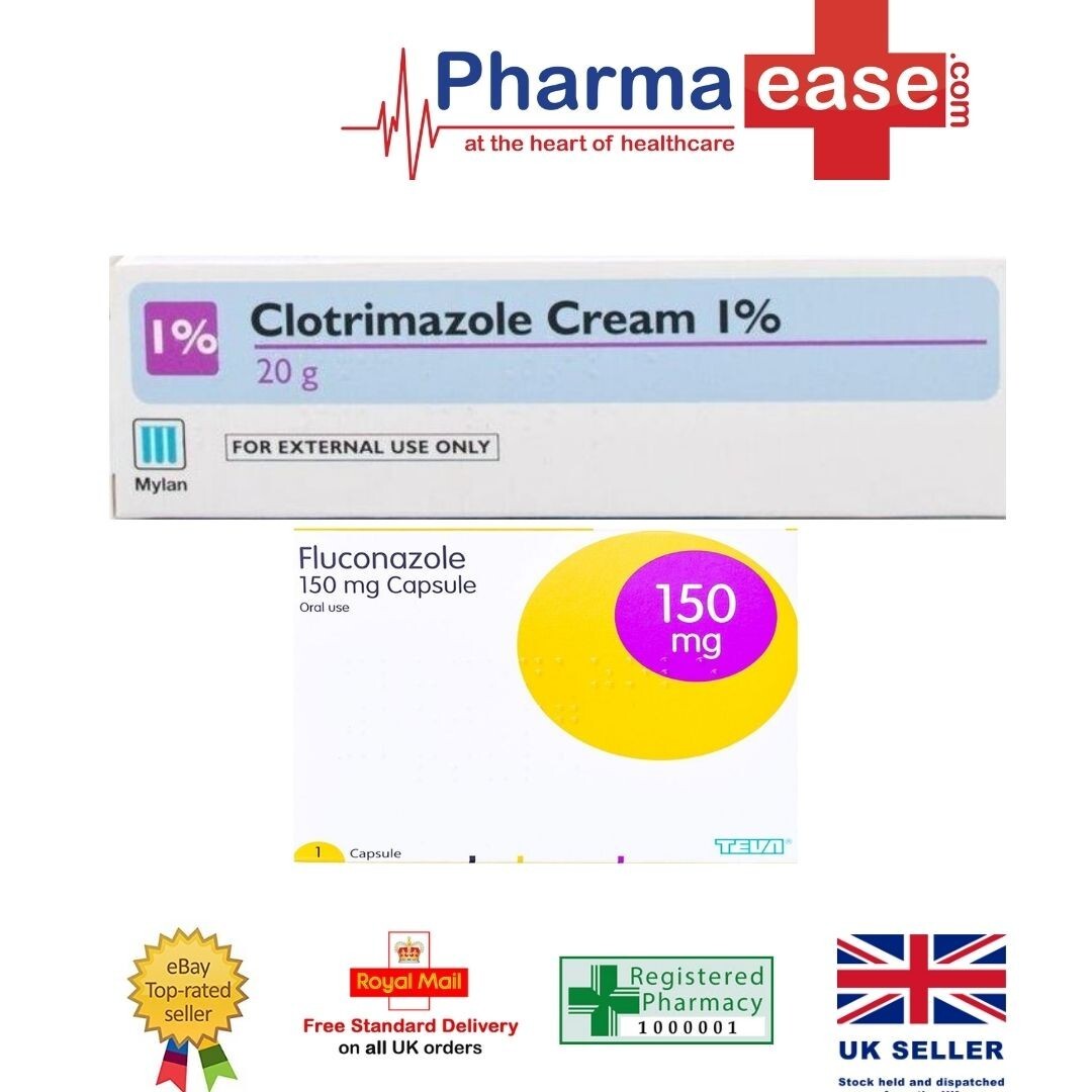 Clotrimazole 1% 20g Cream & Fluconazole 150mg CapsuleThrush Treatment ...