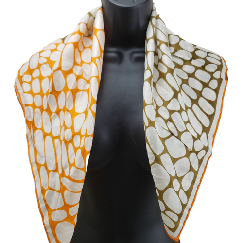 Scarves by Vera Women's Scarf SILK Orange Brown Geometric 25/26 ...
