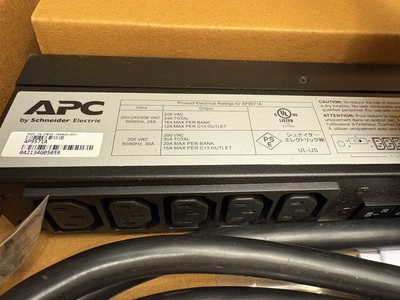 APC AP9571A PDU Basic 200-230V 30A 10-C13 Outlets 1U Rackmount Power ...