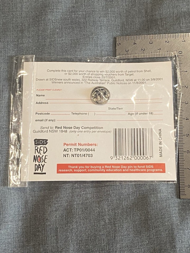 Vintage Souvenir Collectable Pin Badge Red Nose Day Charity Fundraiser ...