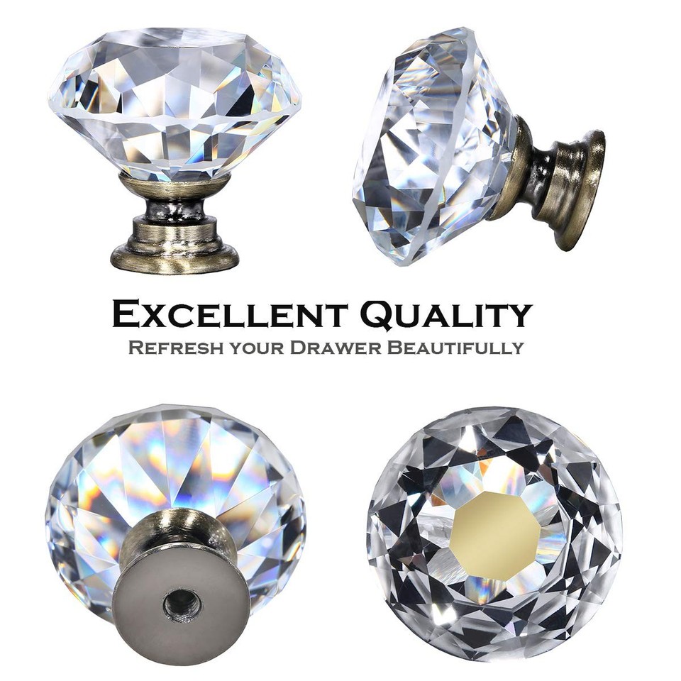 12p Brass Crystal Knobs Glass Drawer Pulls Drawer Pulls and 12 Pack ...