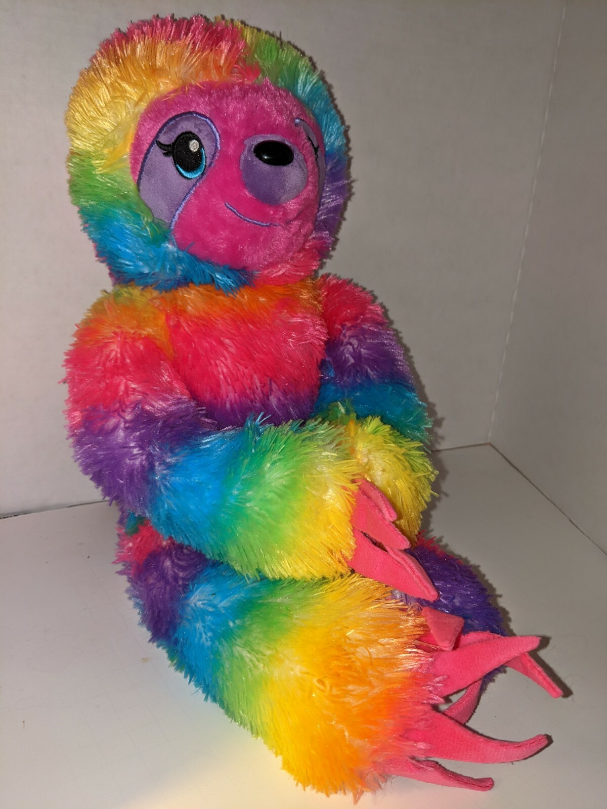 2018 BAB Build A Bear Rainbow Sloth Plush 18" Tie Dye Vel-Cro Paws ...