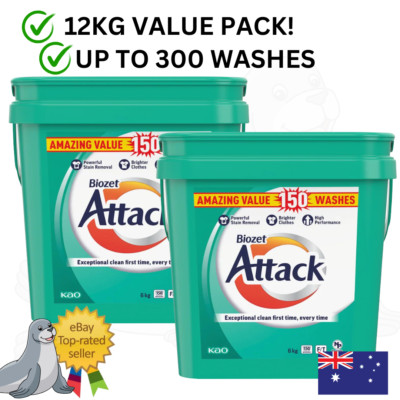12KG BULK PACK Biozet Attack Laundry Powder Detergent, Stain Remover ...