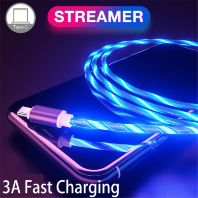 LED Light Up Type-C Fast Charging Flowing Glowing USB Phone Charger ...
