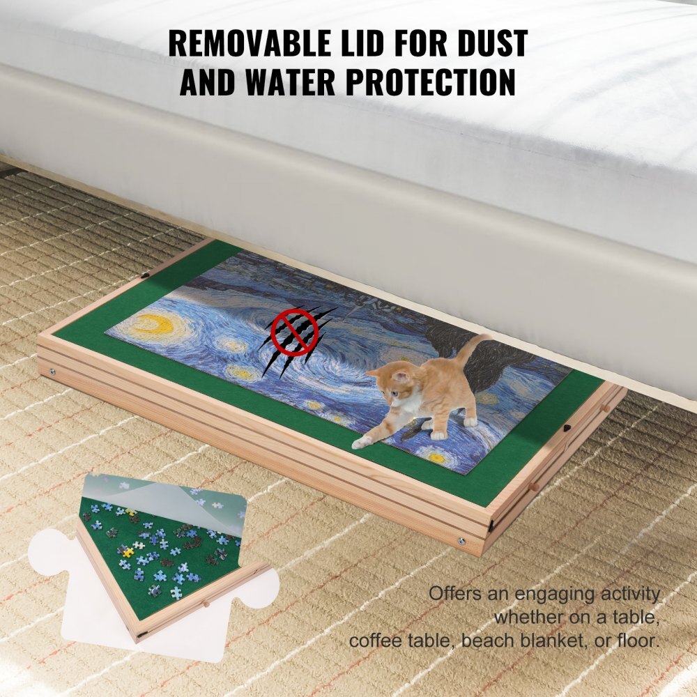 Folding Leg Puzzle Table with Drawers Cover Adjustable Tilting Board ...