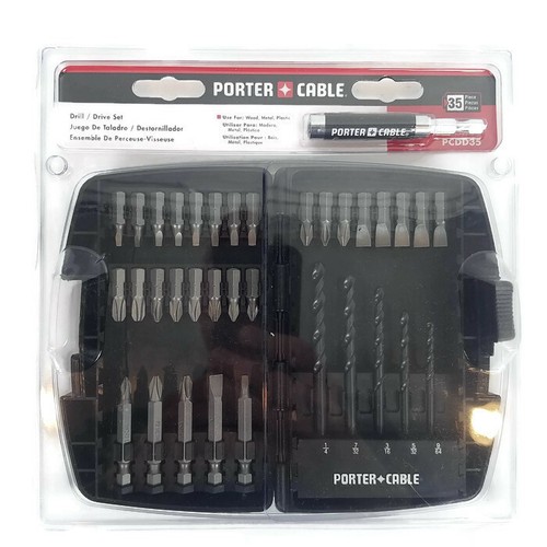 Porter Cable 35 Piece Drill and Drive Set Screw Bits Storage Case Wood ...
