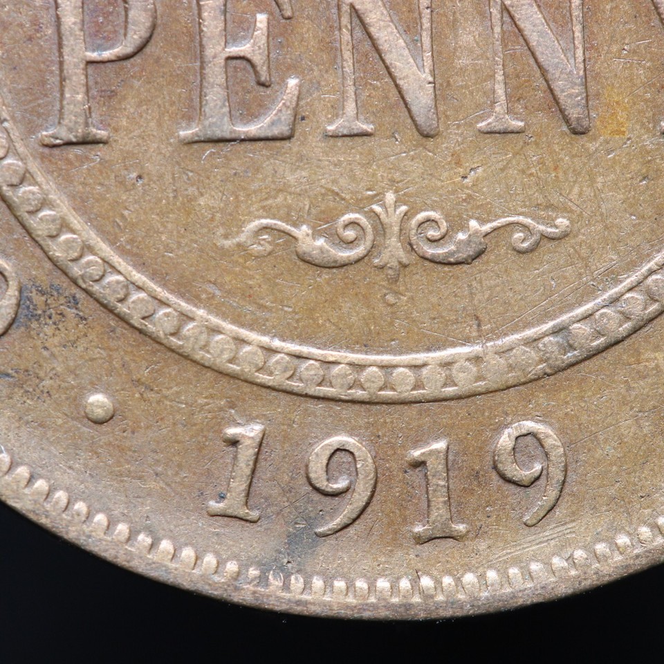 Australia 1919 KGV Australia Penny Dot Below Bottom Scroll (3493032/D99 ...