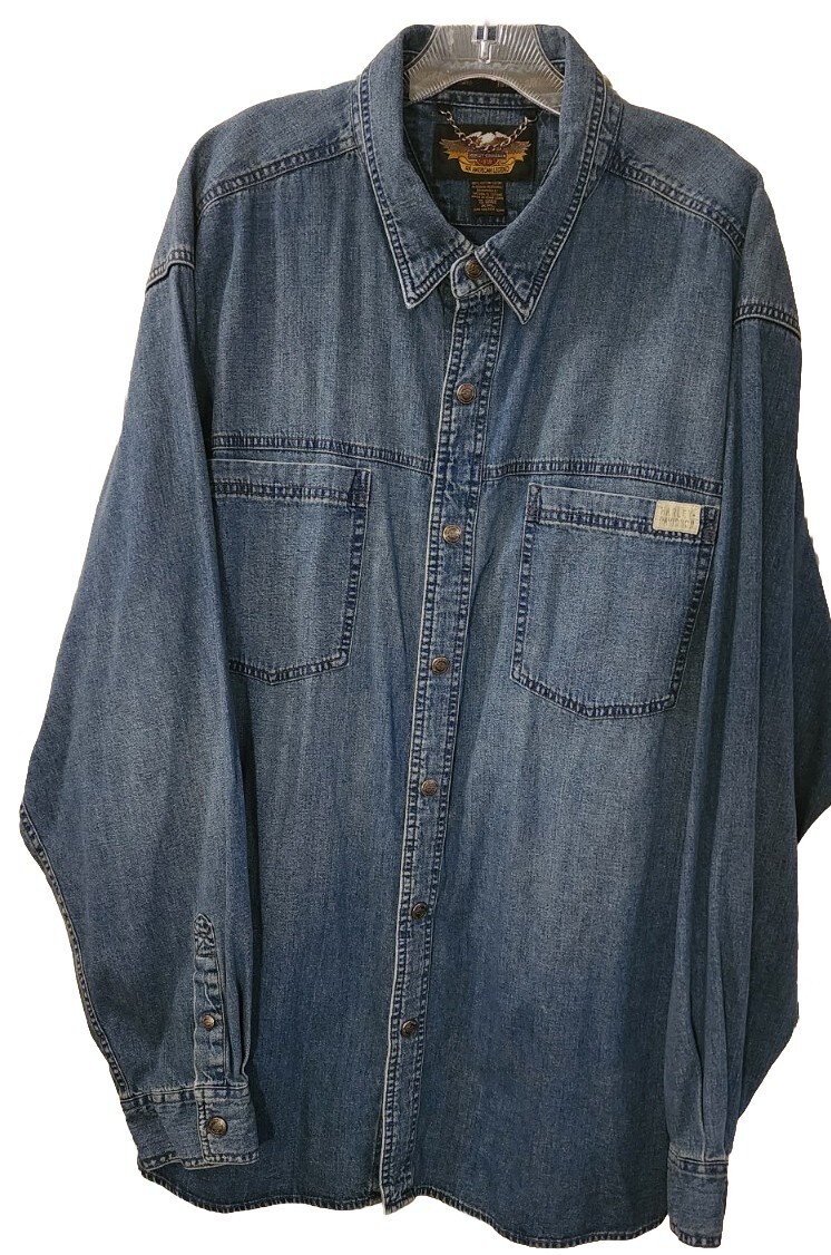Harley Davidson Men's Legendary Denim Blue Long Sleev… - Gem