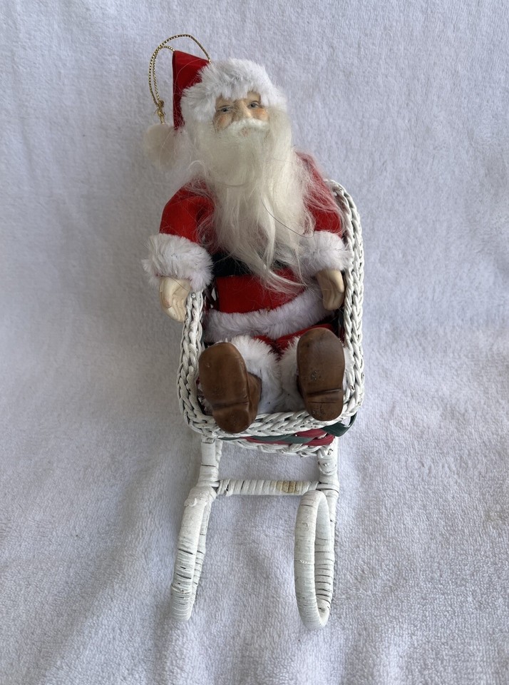 German SANTA enjoying SLEIGH Ride in his Vintage Christmas Decor Sled ...