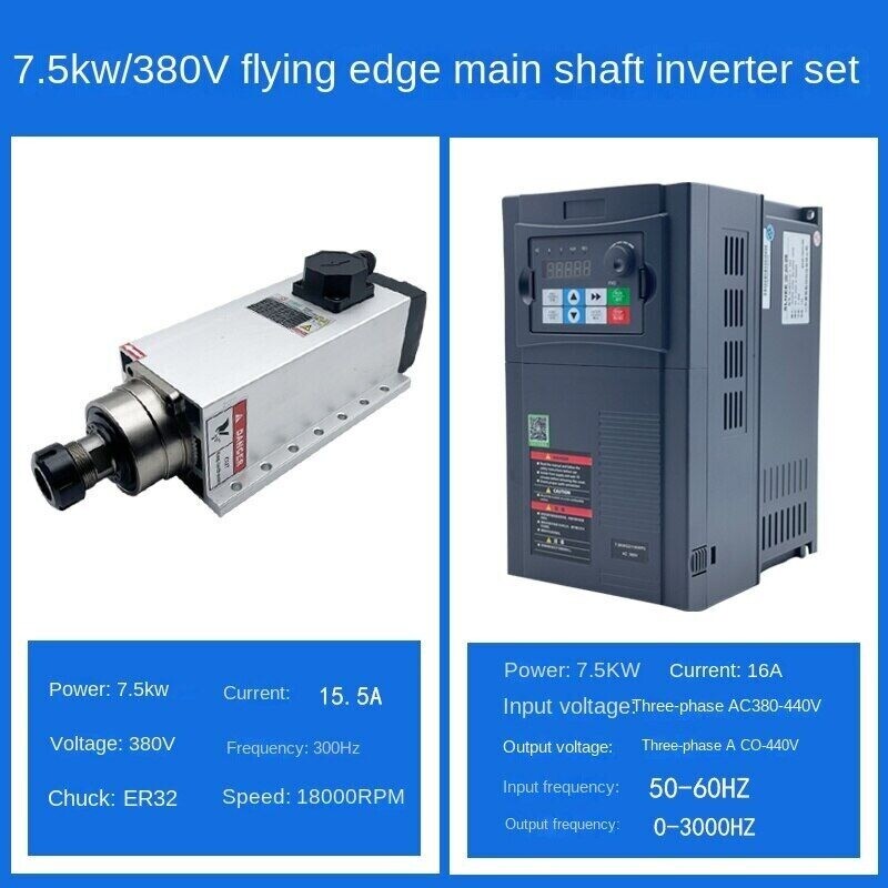 6KW/7.5KW air-cooled spindle motor + inverter package set 18000rpm ...