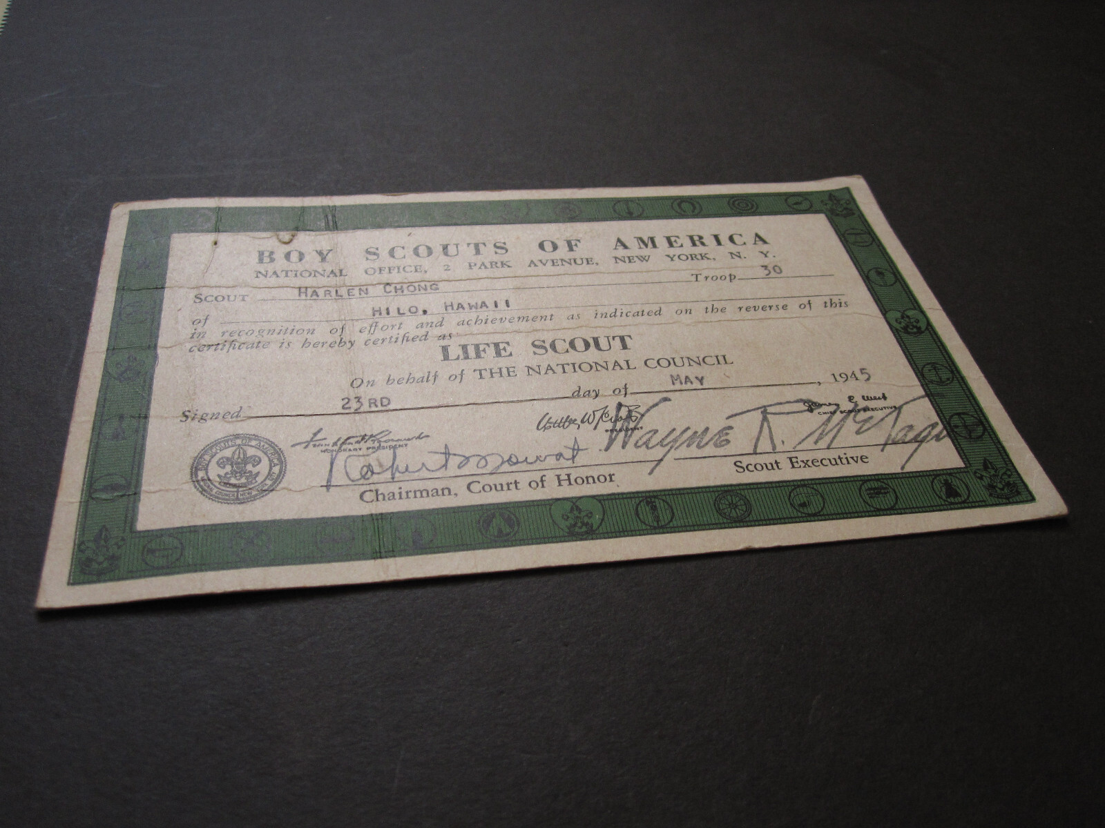 vTg 1945 WWII Hilo Hawaii BSA Boy Scouts | Grelly USA