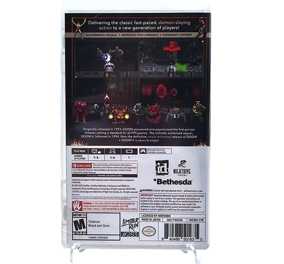 Doom + Doom II + Sigil Nintendo Switch Limited Run Games LRG #283 NEW ...