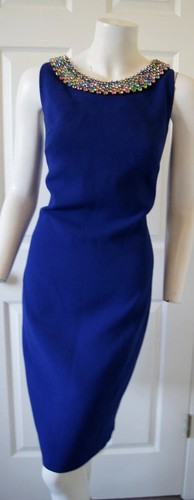 Azadeh Couture Royal Blue Crystal Neckline Open Back Formal Dress Sz 10 ...