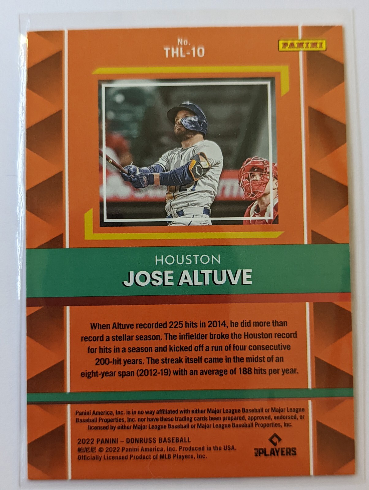 2022 Donruss Jose Altuve Silver Rapture The Hit List Insert, Card THL ...