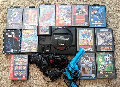 Sega Genesis Model 1601 Bundle Lot With (14) Games and The Justifier ...