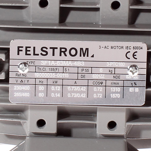 3F1A-63MA-4B3 Felstrom 120 Watt = 0,12 kW IE1 = standard = EFF2 63-4P 0 ...