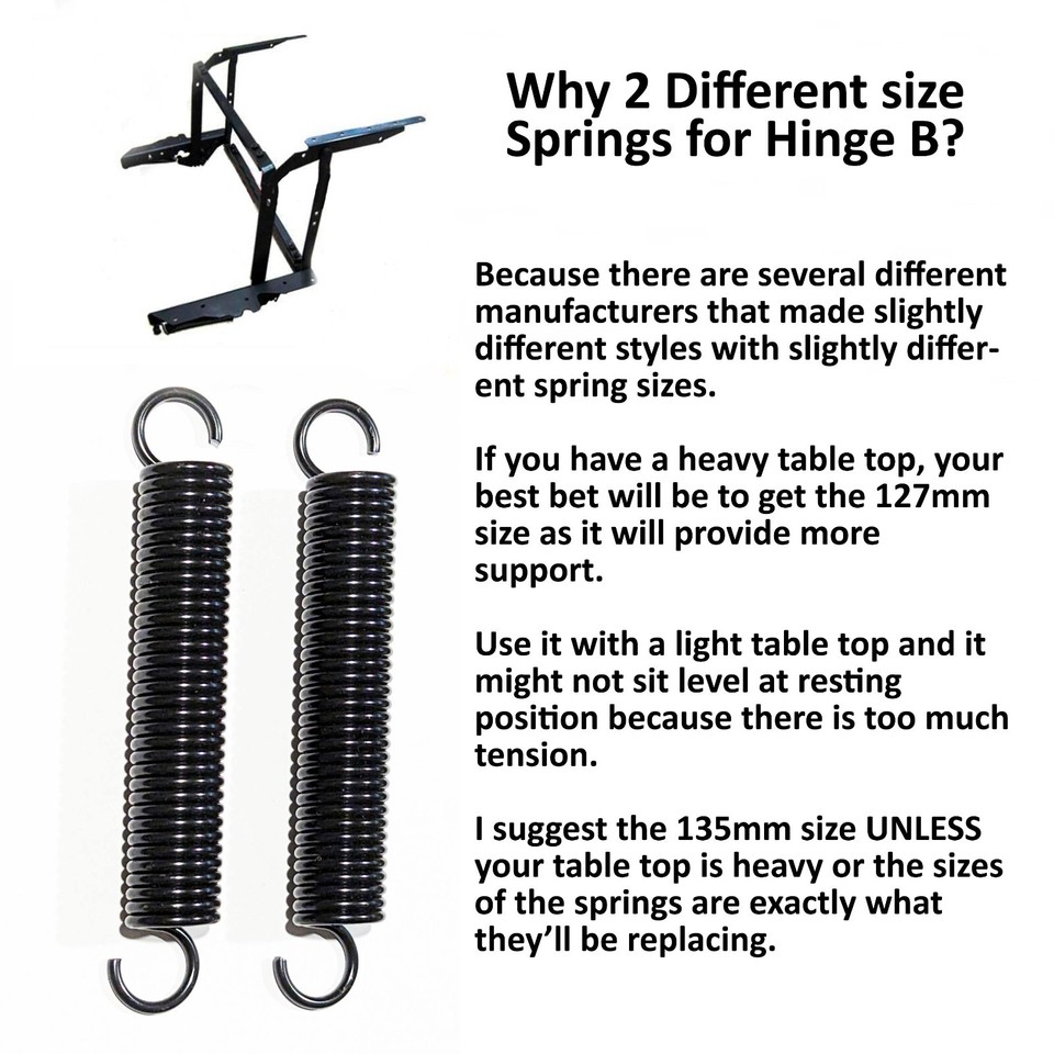 (B-135) Pair of Replacement Extra Springs for Lift Top Coffee Table ...