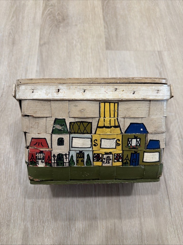 Caro Nan Wooden Penny Purse Vintage Handbag Basket Hand Painted (1914 ...