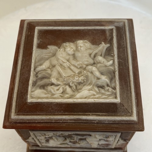 VTG 1970s Genuine Incolay Stone Jewelry Box Cherubs Marbled Red Pink ...