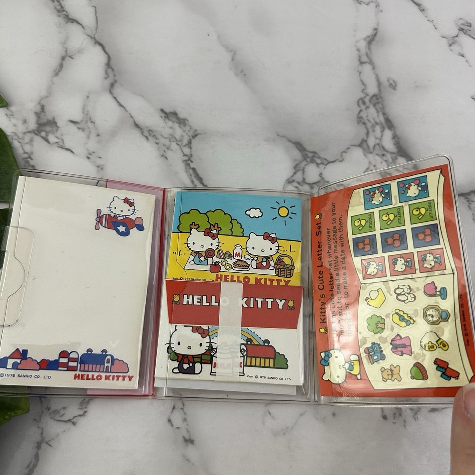 Sanrio Hello Kitty Vintage 1976 Letter Set Mini Stickers Notes Case ...
