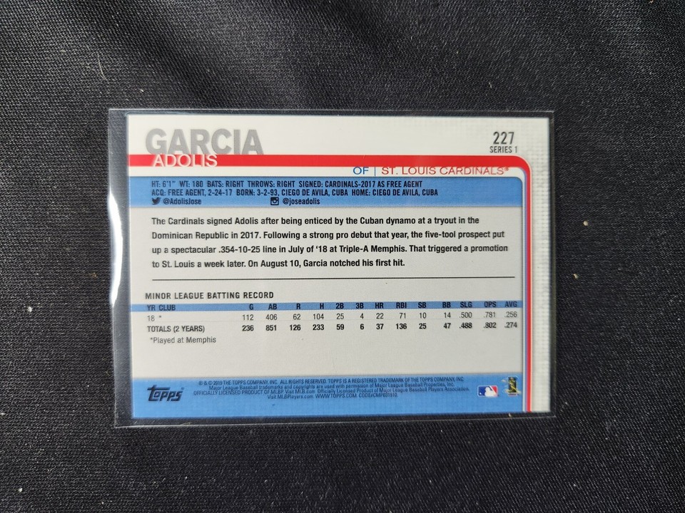 2019 Topps Baseball Adolis Garcia RC #227 | eBay