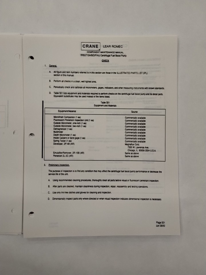 Crane Lear Romec Centrifugal Fuel Boost Pump Component Maintenance ...