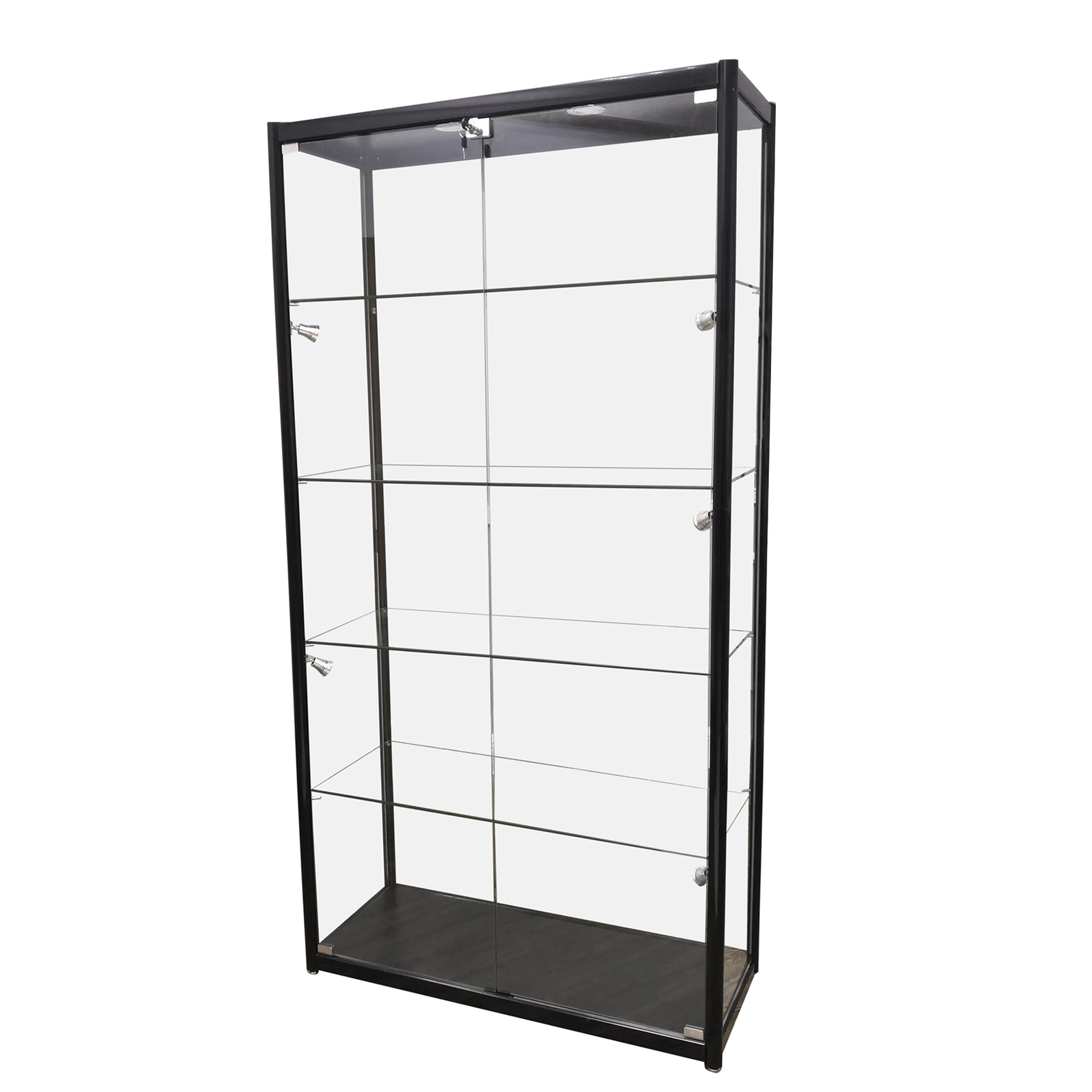 40X16.5X78" Glass Showcase Display Case with LED Lights 5-Tier Shelf ...