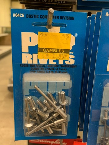 Vintage Bostik Pop Rivets Diameter 3/16" Grip 1/4" Close-End Airtight ...