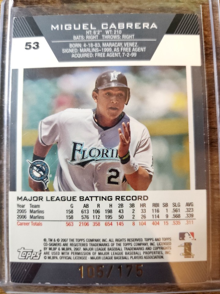 2007 Topps Co-Signers Miguel Cabrera Hanley Ramirez Silver Bronze 105/ ...