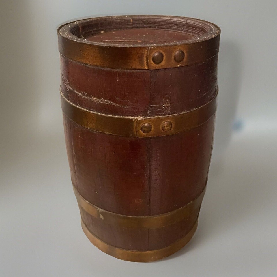 Vintage Wood Barrel Coin Nail Keg Bank | eBay