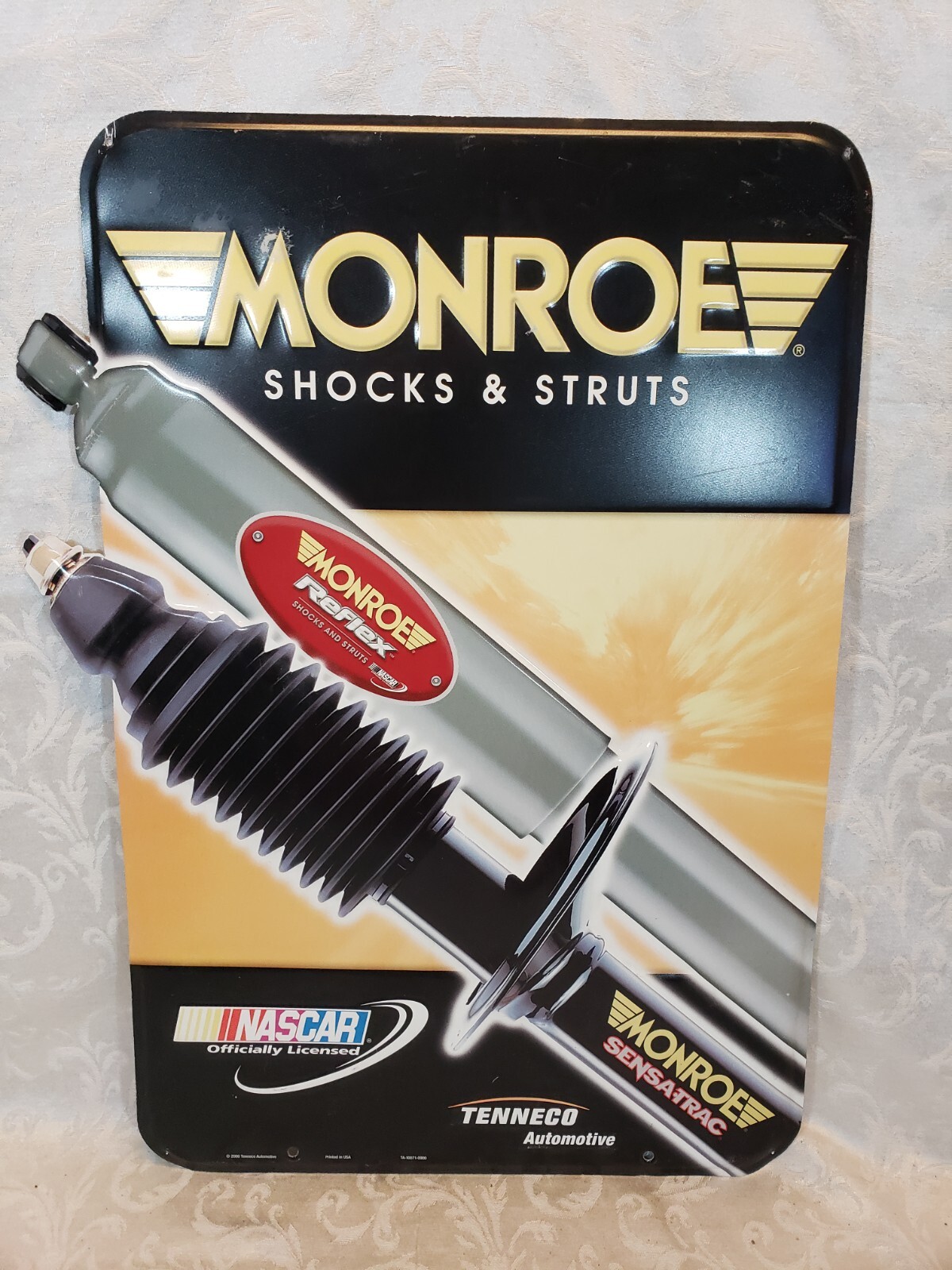 Vintage Monroe Reflex Shocks Sign - Embossed Metal 2000 NASCAR Gas Oil ...