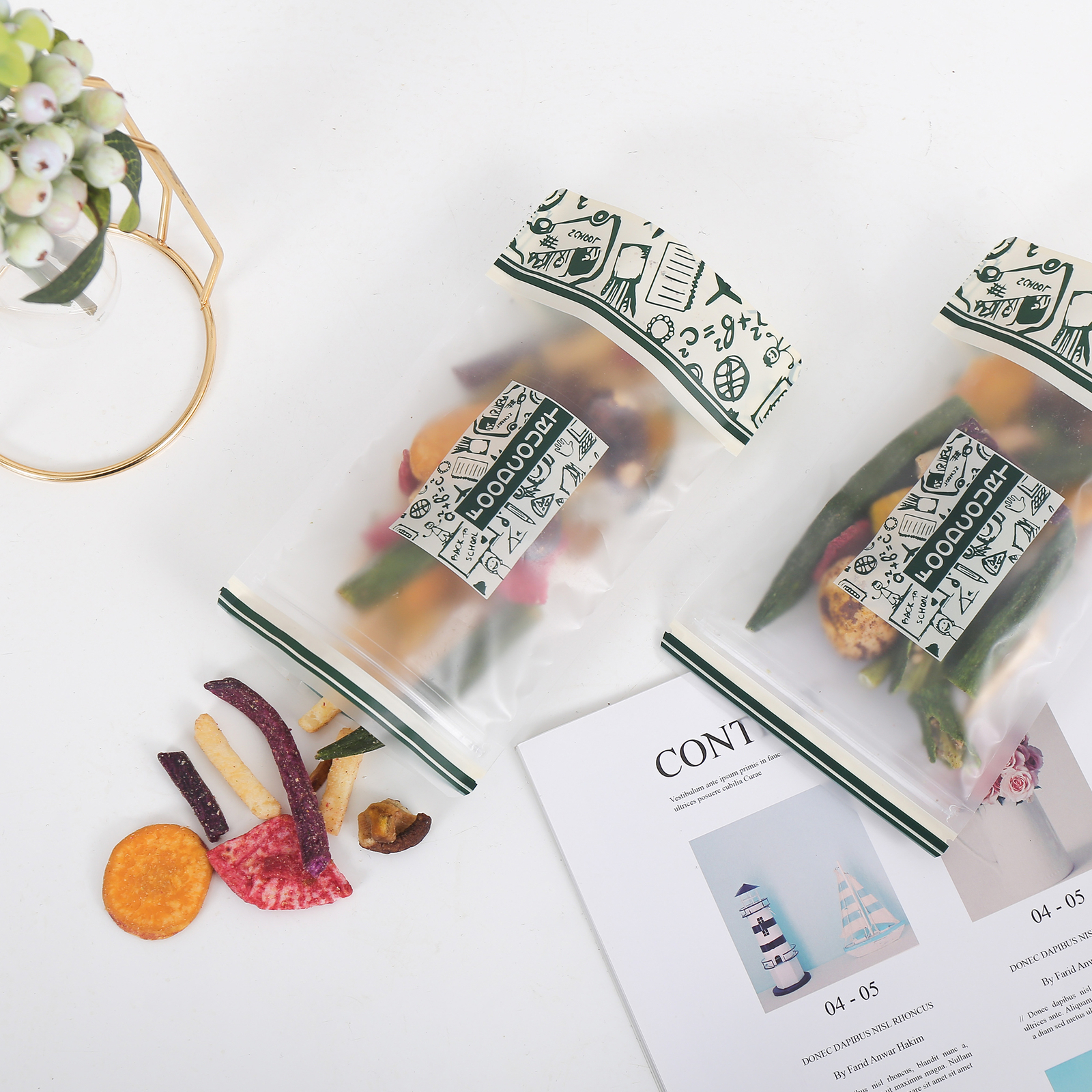 Matte Frosted Print Design Stand Up Resealable Reclosable Food ...