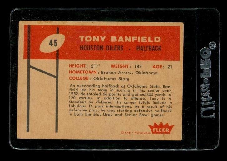 Vintage Football Card 1960 Fleer Tony Banfield #45 Houston Oilers ...