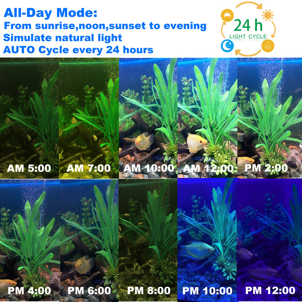 24-30-48inch Aquarium Light Timer Fish Tank Full Spectrum 5 Color Day ...