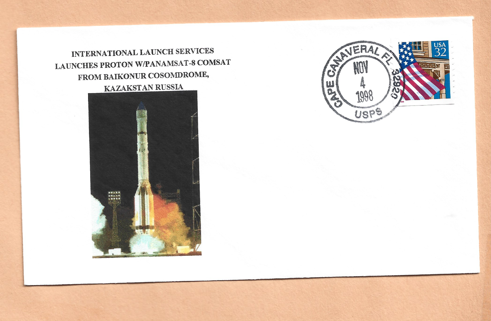 INTL LAUNCH SERVICES PROTON W/PANAMSAT 8 COMSAT NOV 4,1998 CAPE SPACE ...