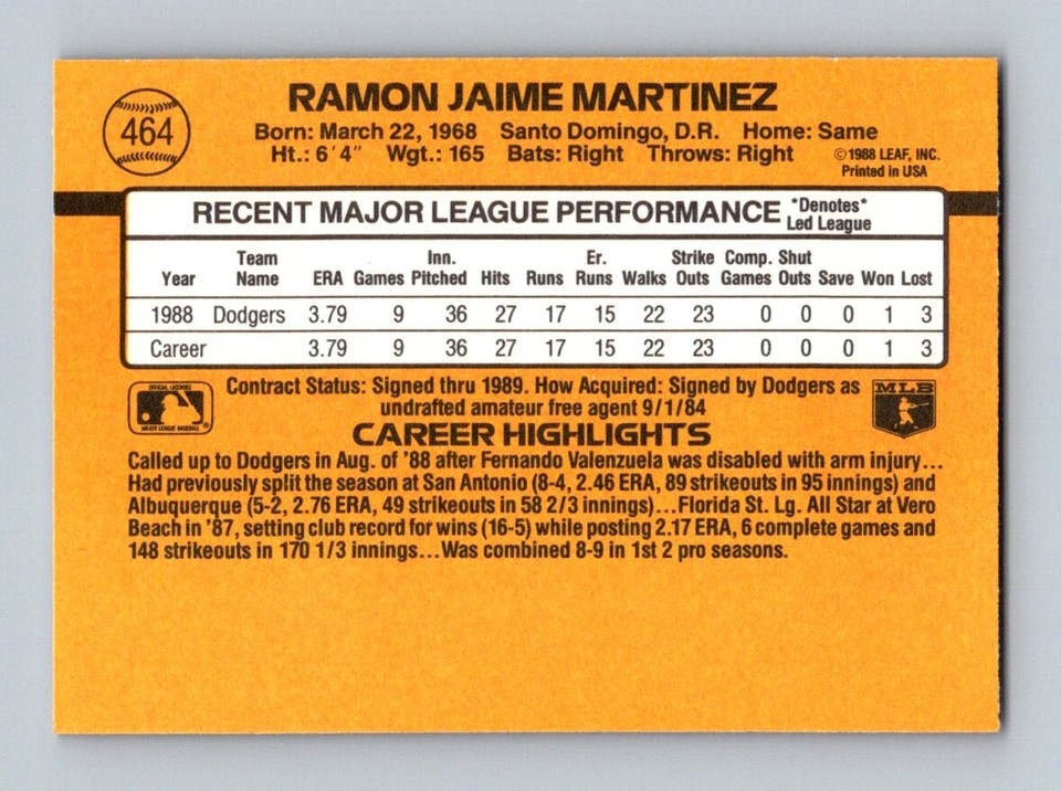 1989 Donruss Baseball #464 Ramon Martinez Pitcher Dodgers | eBay