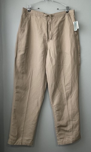 Cubavera Unisex Plus Size 1XB 32 Khaki Tan Linen Drawstring Relaxed ...