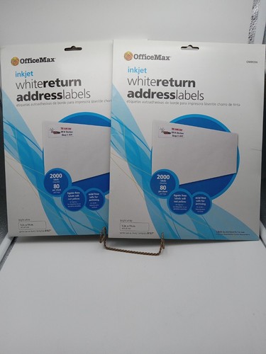 Return Address Labels Office Max 1.75x1in 20-25 Pgs 80 per Pg Inkjet ...