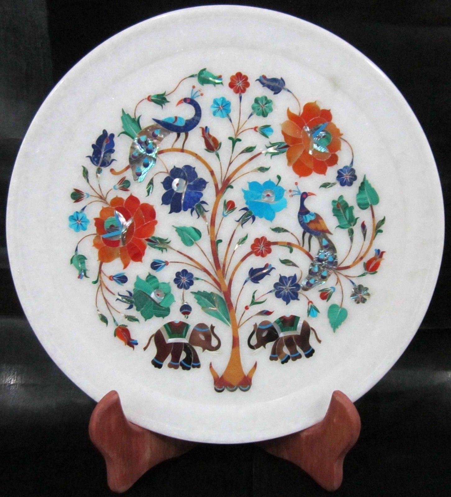 Marble 10" Plate Inlay Pietra Dura lapis Stoneware Handicraft Decor | eBay