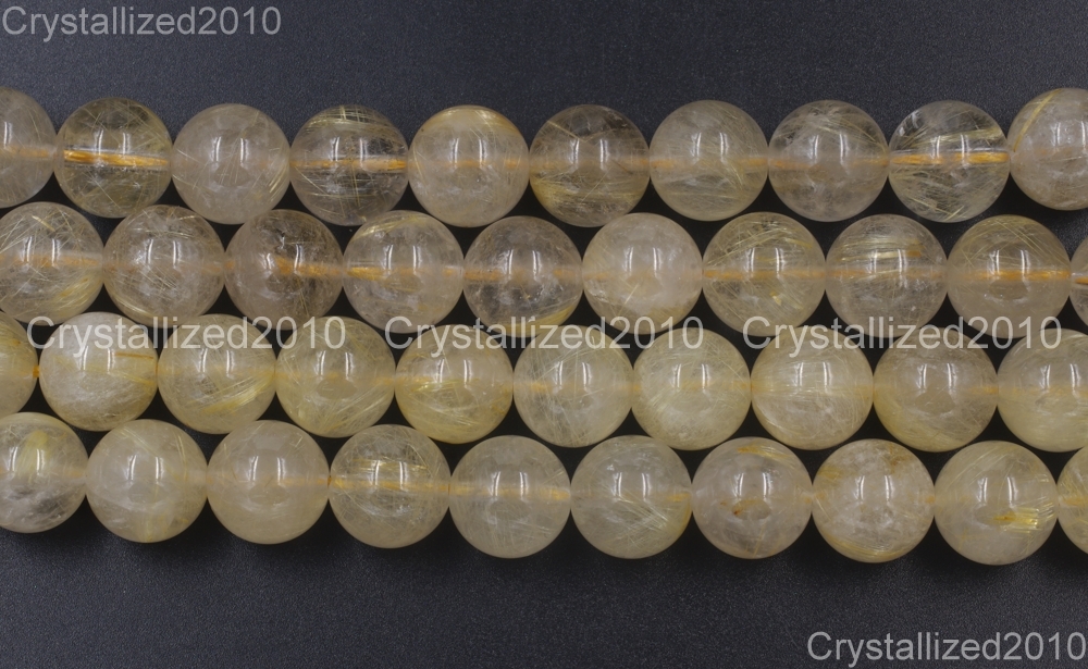 Natural Golden Rutilated Quartz Gemstone Round Beads 4mm 6mm 8mm 10mm ...