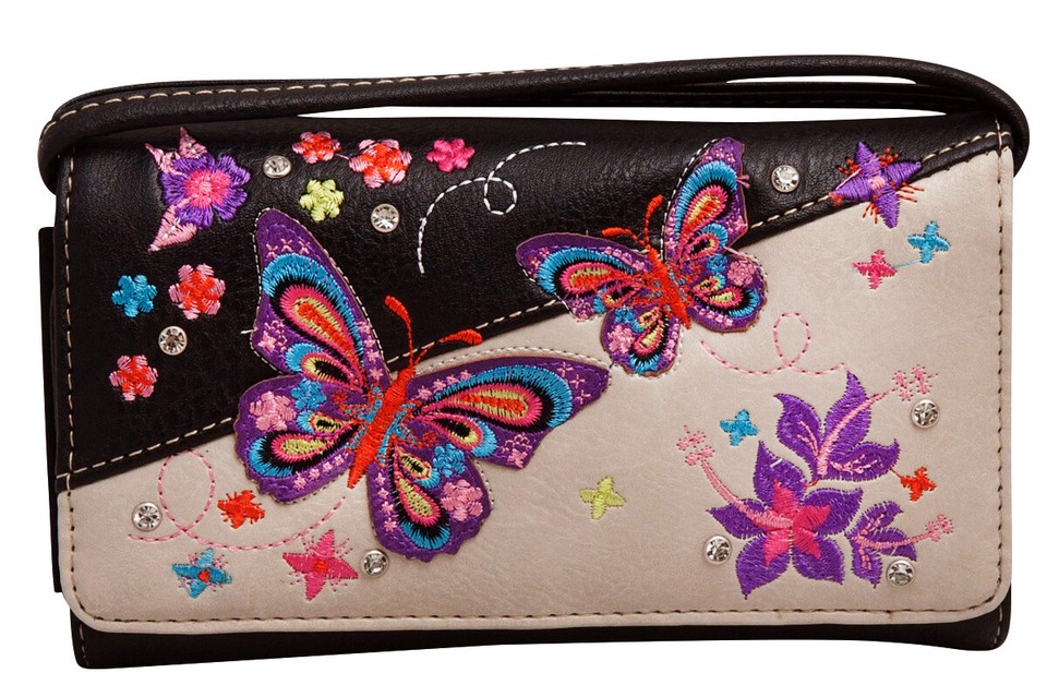 Butterfly Purse Western Handbag Embroidered Concealed Carry Bag Tote ...