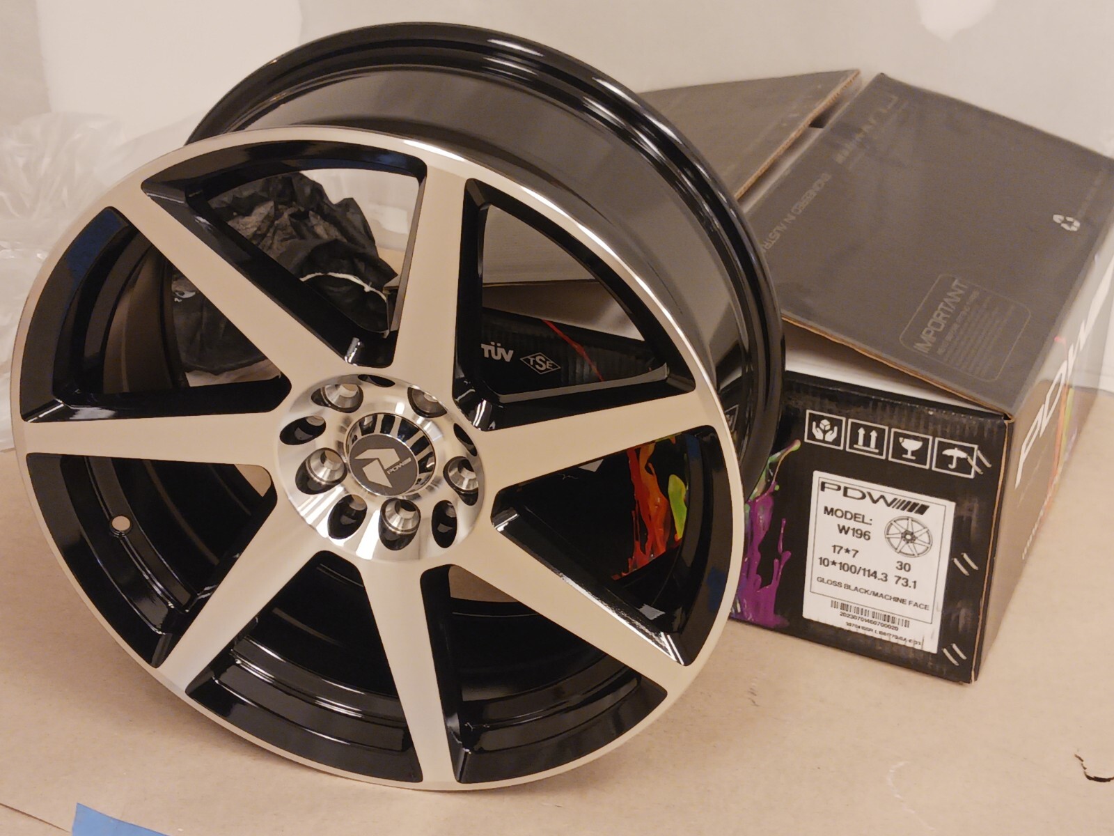 (4) Rim PDW Model W196 17" 7 10 100/114.3 Bolt Pattern Gloss Black ...