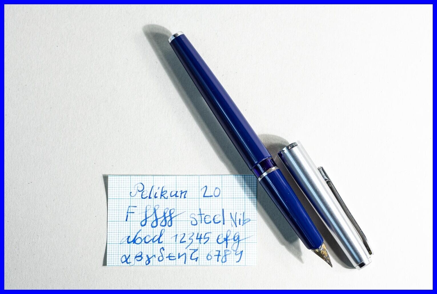 PELIKAN P12 SILVEXA Patronen Füller BLAU m feiner F Stahl Feder ...