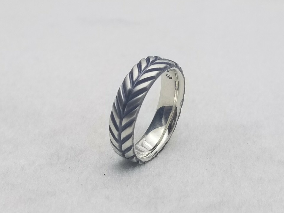 David Yurman Men`s Sterling Silver 6'mm Narrow Chevron Band Ring Size ...