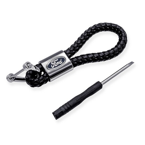 LATEST FORD LOGO BRAIDED LEATHER METAL KEYRING KEY CHAIN FOB GIFT UK ...