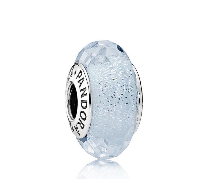 Pandora FROSTY MINT Shimmer Faceted Murano Glass Charm Silver925ALE NEW ...