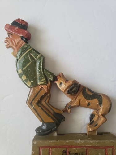 Wooden Movable Dog Bites Man Figure | eBay