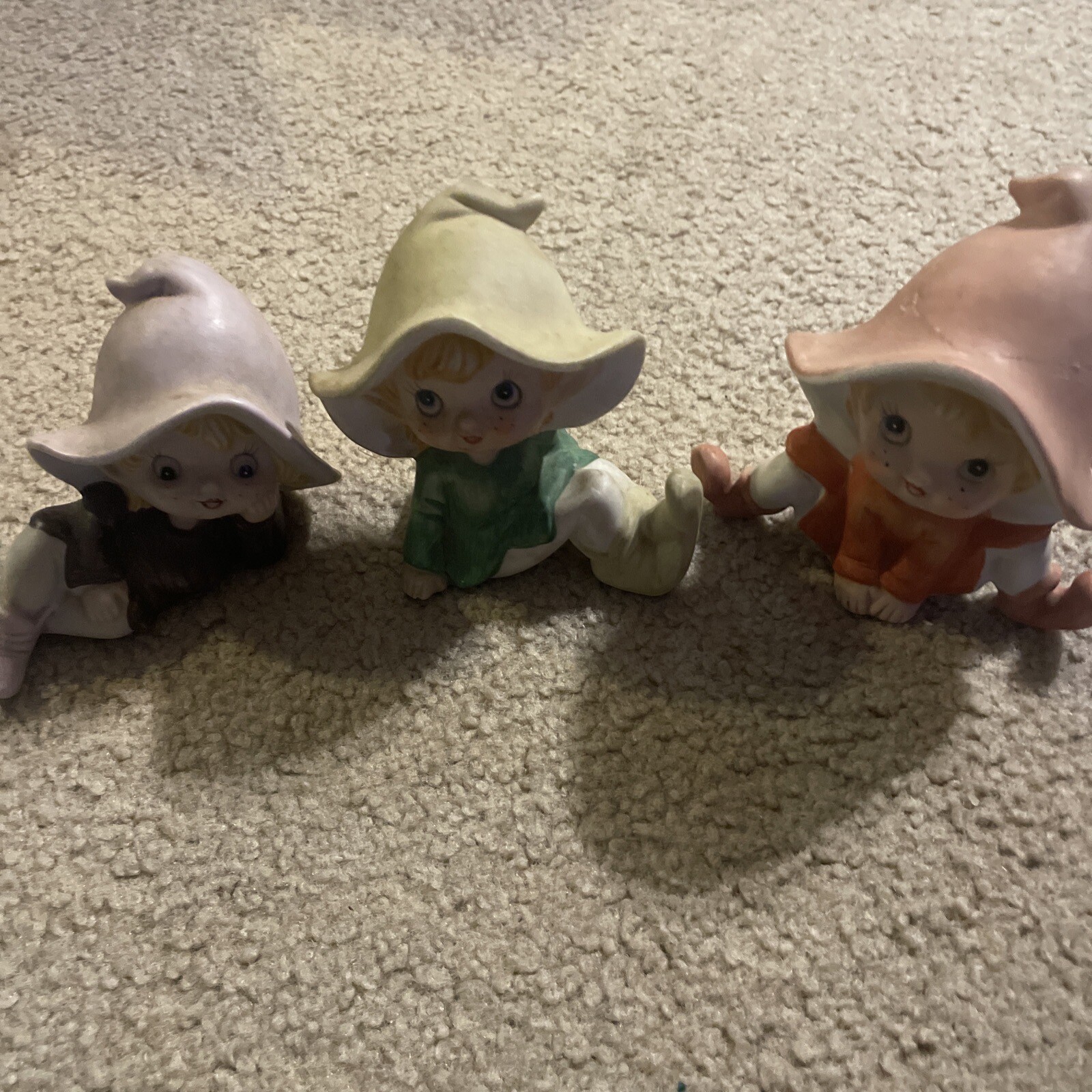 Homco Pixie Elf Elves 3 Figurines Porcelain Vintage #5213 Spring ...